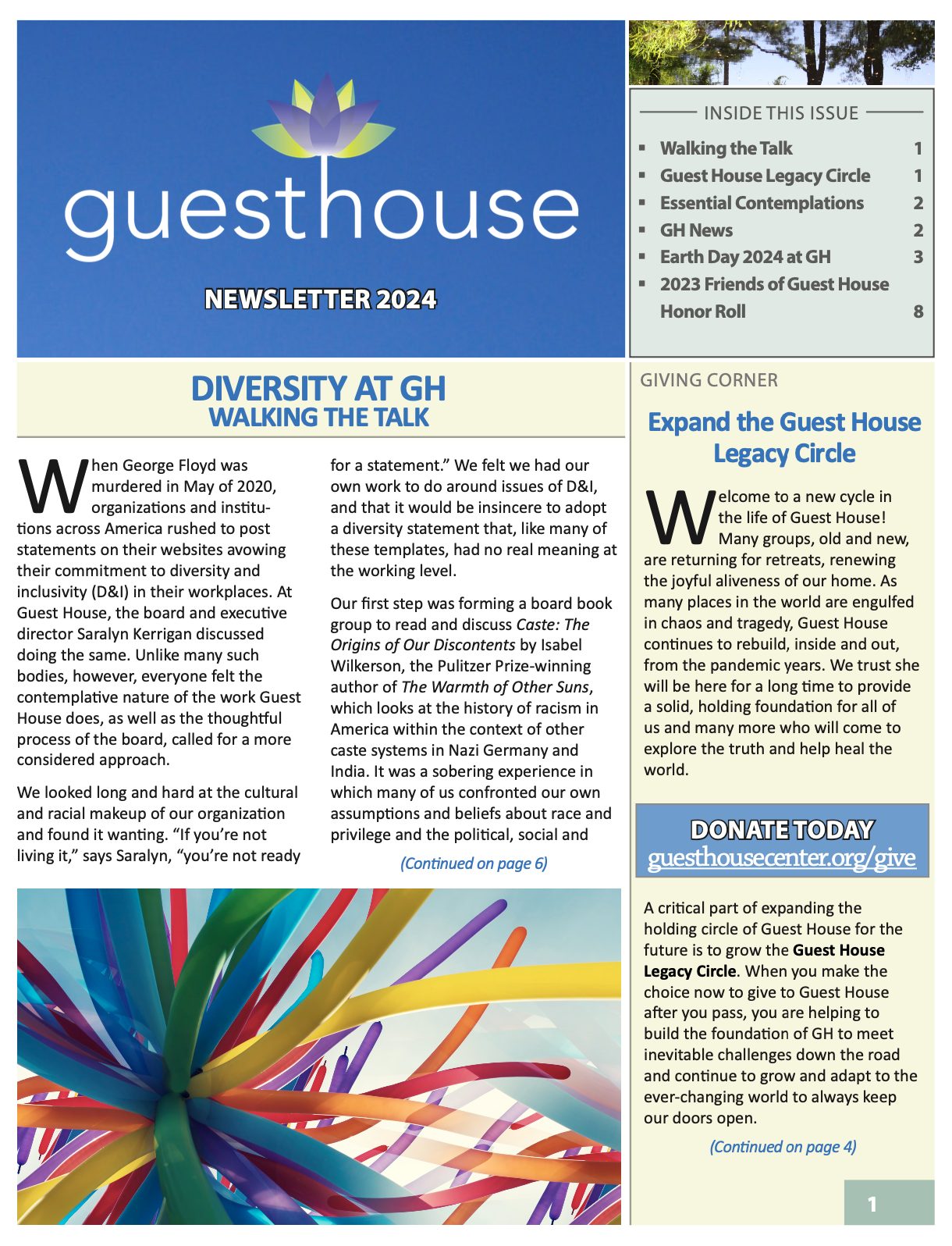 2024 Newsletter - Volume 1 • Guest House Retreat Center